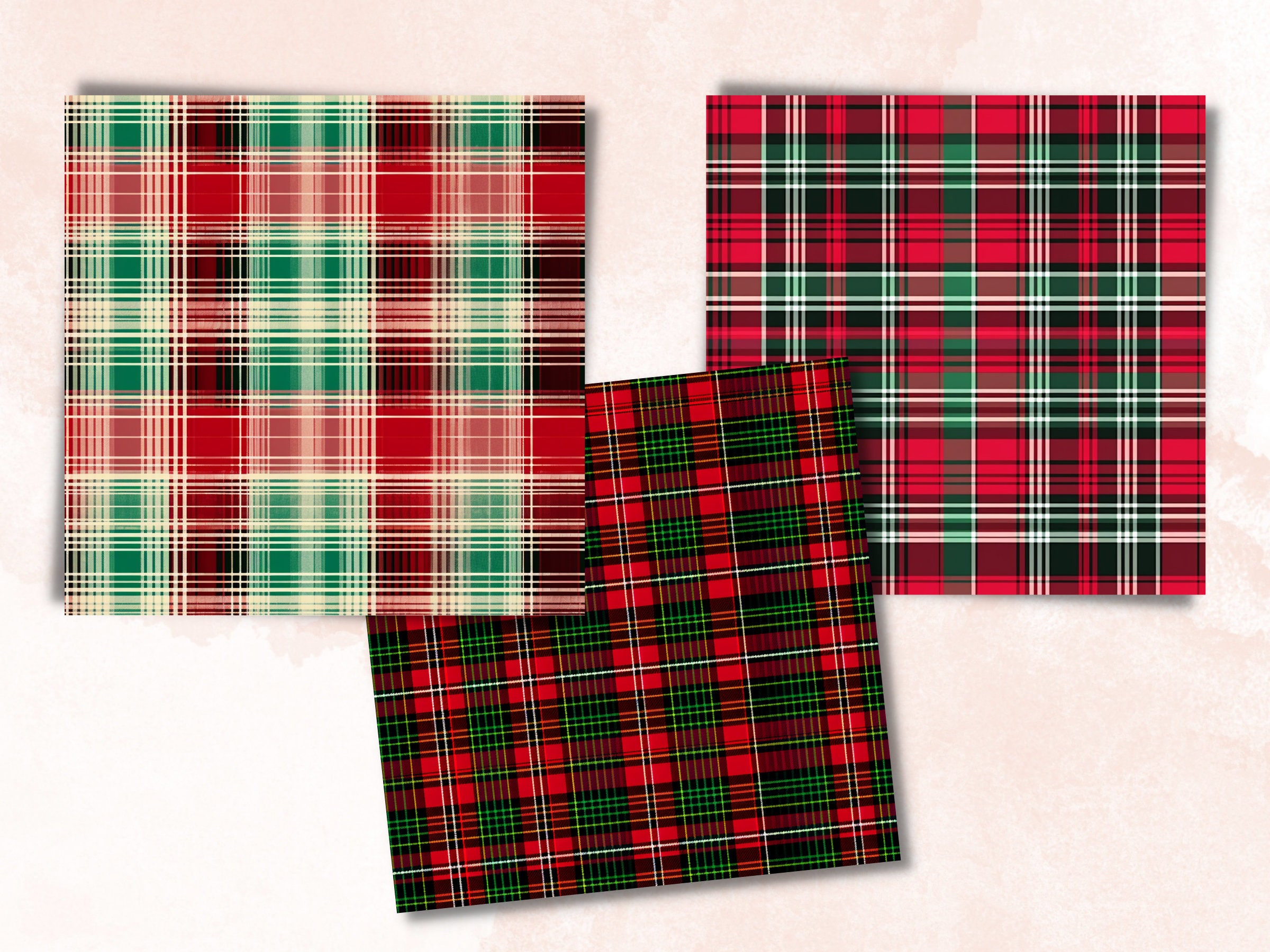 Seamless Christmas Plaid Digital Paper Pack, Winter Buffalo Plaid ...