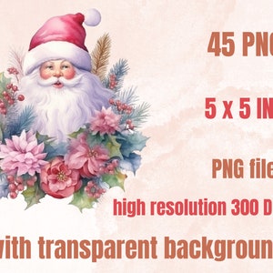 45 PNG Watercolour Pastel Christmas Bundle Clipart, Pink Blue Christmas ...