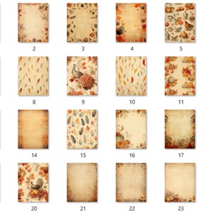 Printable Vintage Thanksgiving Digital Paper, Fall Autumn Ephemera ...