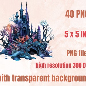 40 PNG Watercolor Gothic Underwater Clipart, Creepy Ocean Clip Art ...