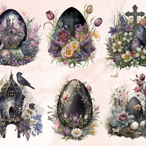 37 PNG Watercolour Gothic Easter Clipart Bundle, Gothic Easter Png ...