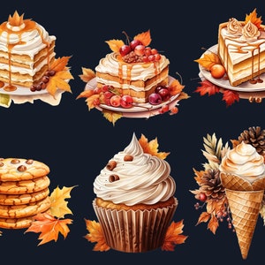40 PNG Watercolor Fall Dessert Clipart, Autumn Dessert Illustrations ...