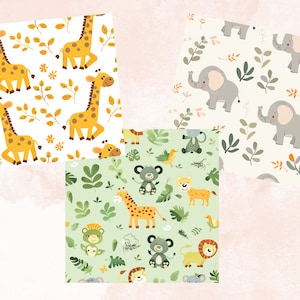 Seamless Cute Safari Baby Pattern Paper, Baby Jungle Nursery Ephemera ...