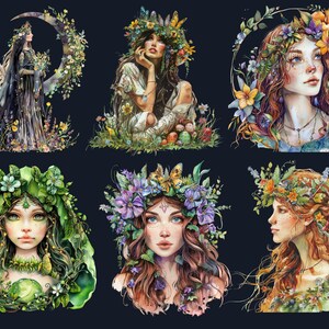 35 PNG Watercolor Spring Goddess Clipart, Floral Beauty Woman ...