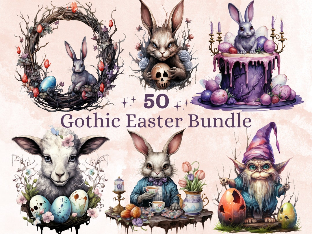 50 PNG Watercolor Gothic Easter Clipart, Creepy Easter Egg ...
