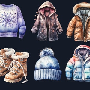 60 PNG Watercolor Winter Clothes Clipart, Cozy Winter Fashion ...