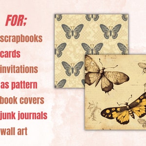 Vintage Butterflies Digital Paper, Summer Spring Butterfly Scrapbook ...