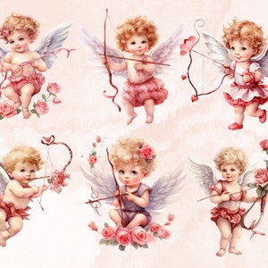 35 PNG Watercolor Valentine's Day Cupid Clipart, Valentines Day Cute ...