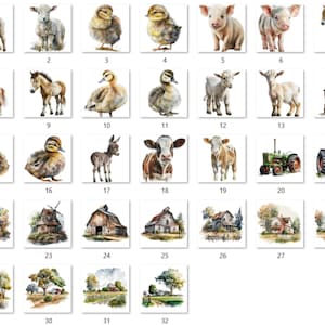 32 PNG Watercolor Little Cute Farm Animals Clipart, Baby Farm Animals ...