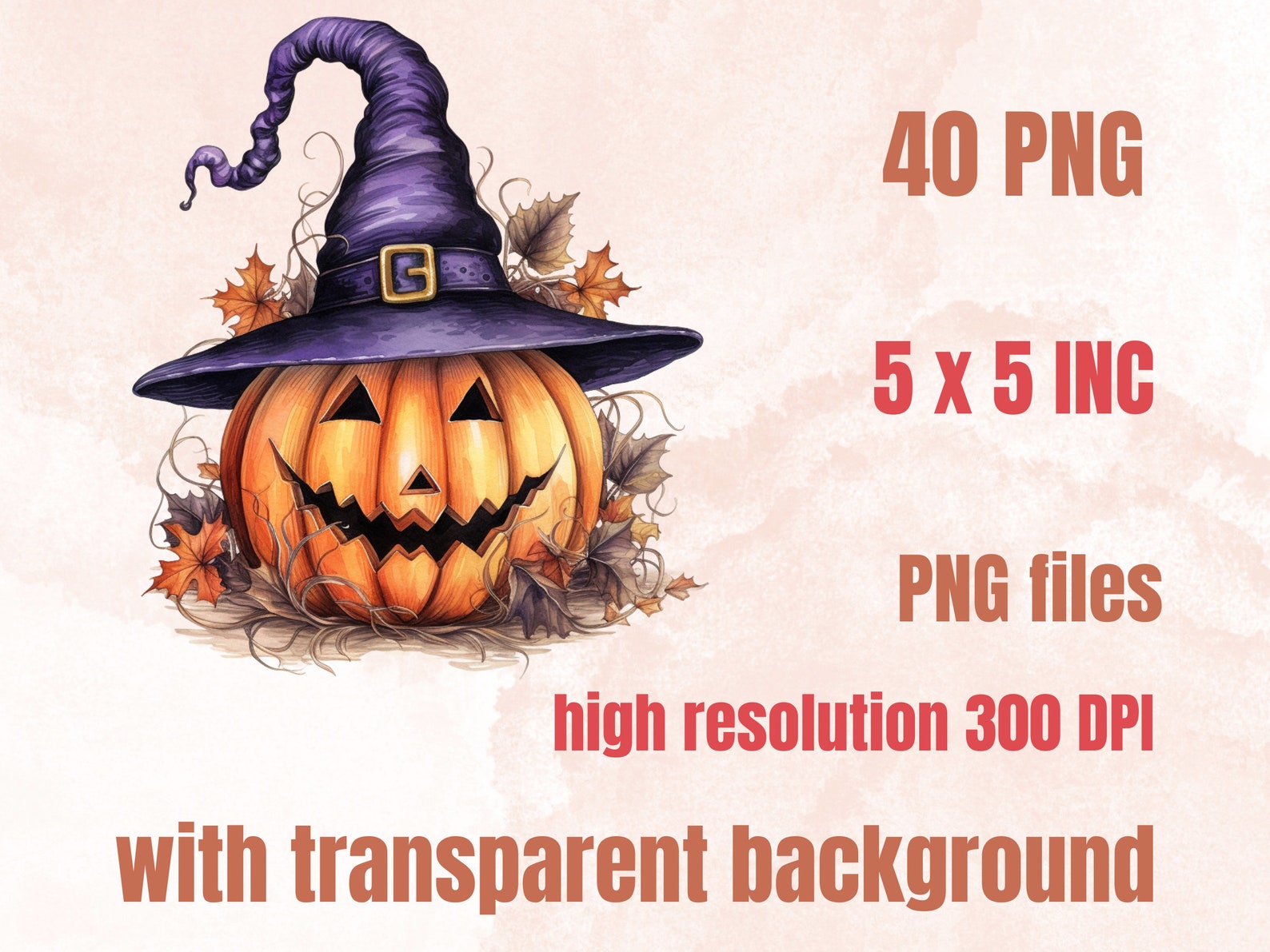 40 PNG Watercolour Halloween Bundle Clipart, Happy Halloween ...