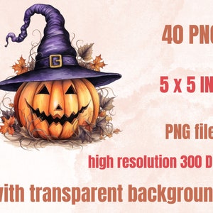 40 PNG Watercolour Halloween Bundle Clipart, Happy Halloween ...