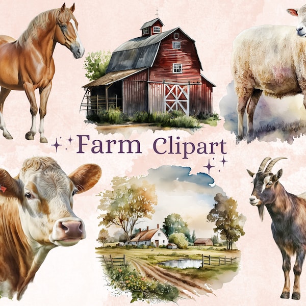 Farm Animal Clipart - Etsy