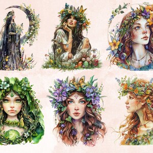 35 PNG Watercolor Spring Goddess Clipart, Floral Beauty Woman ...
