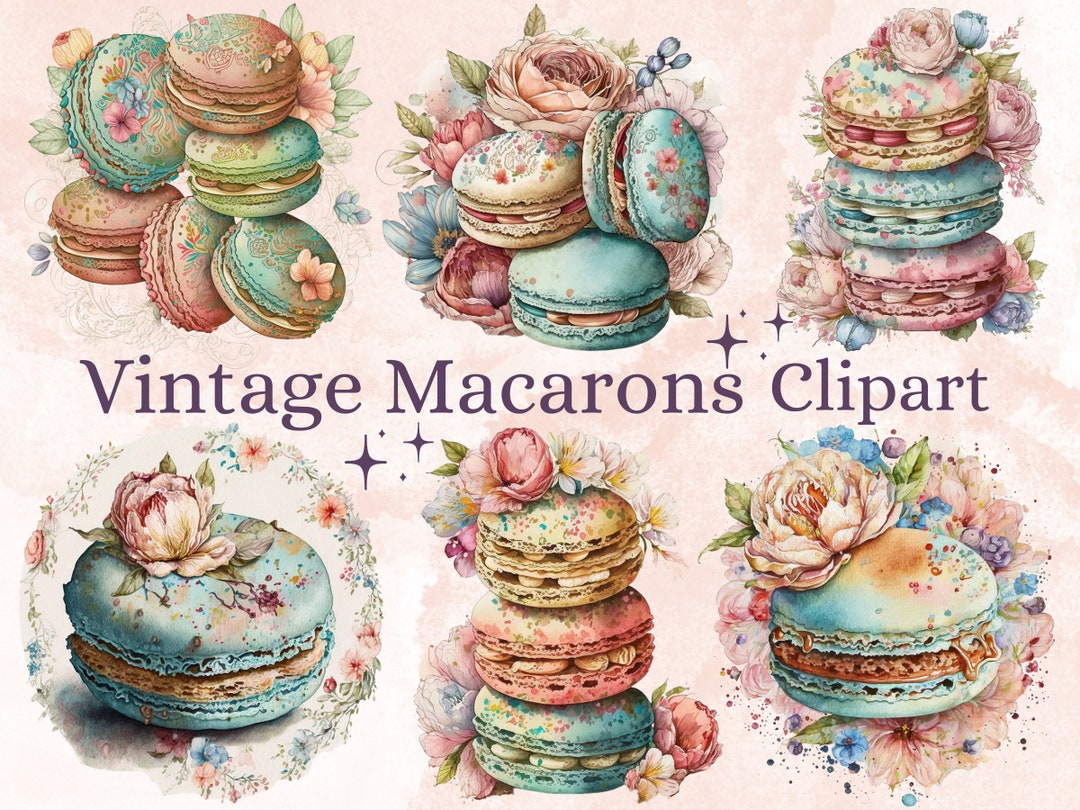 19 PNG Watercolor Vintage Macaron Clipart, Macaron Flowers Clip Art ...