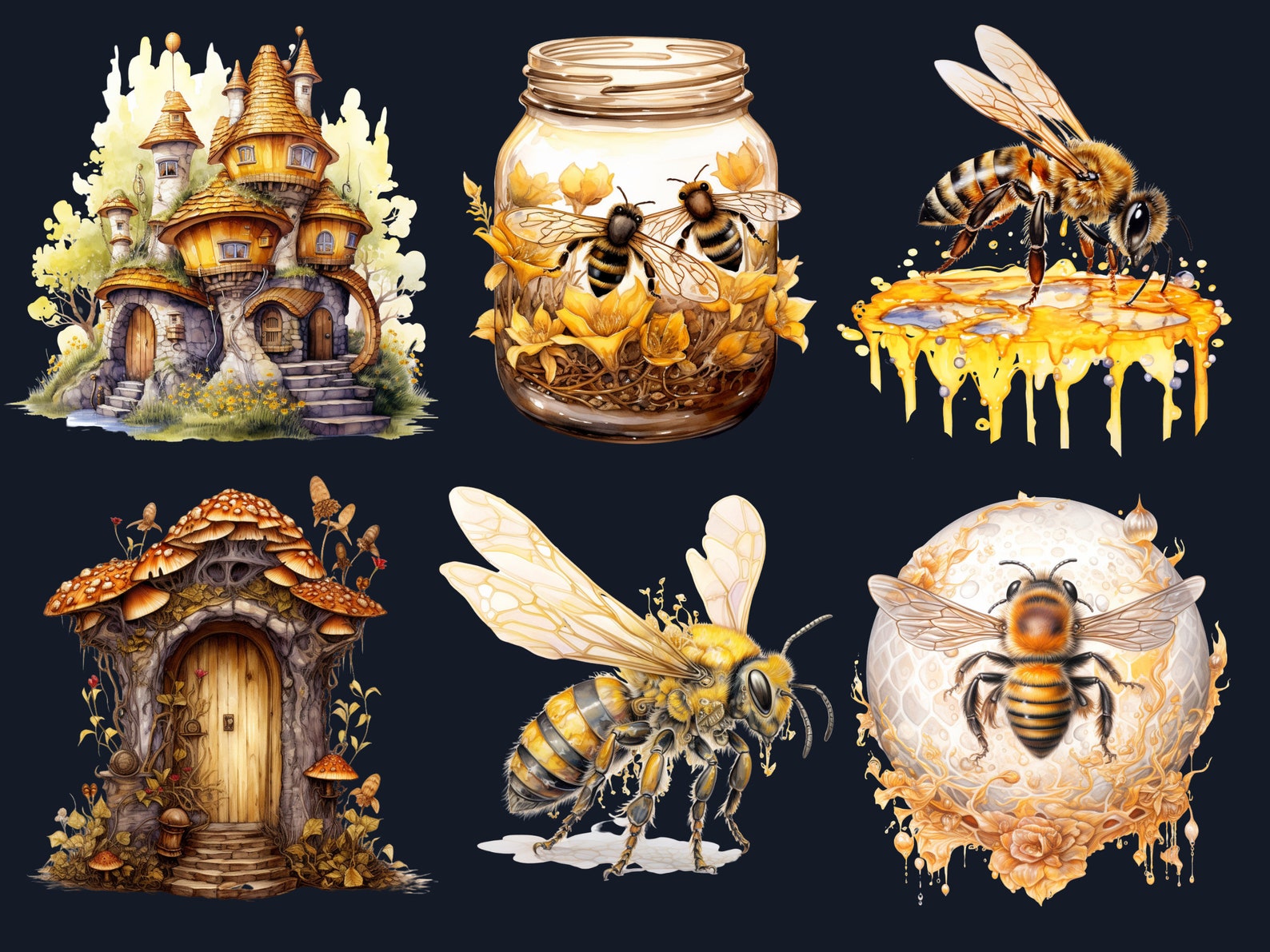 37 PNG Watercolour Honey Bee Fairy Clipart, Forest Fairy Garden Clip ...