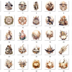 34 PNG Watercolor Boho Witch Clipart, Bohemian Witchcraft Clip Art ...