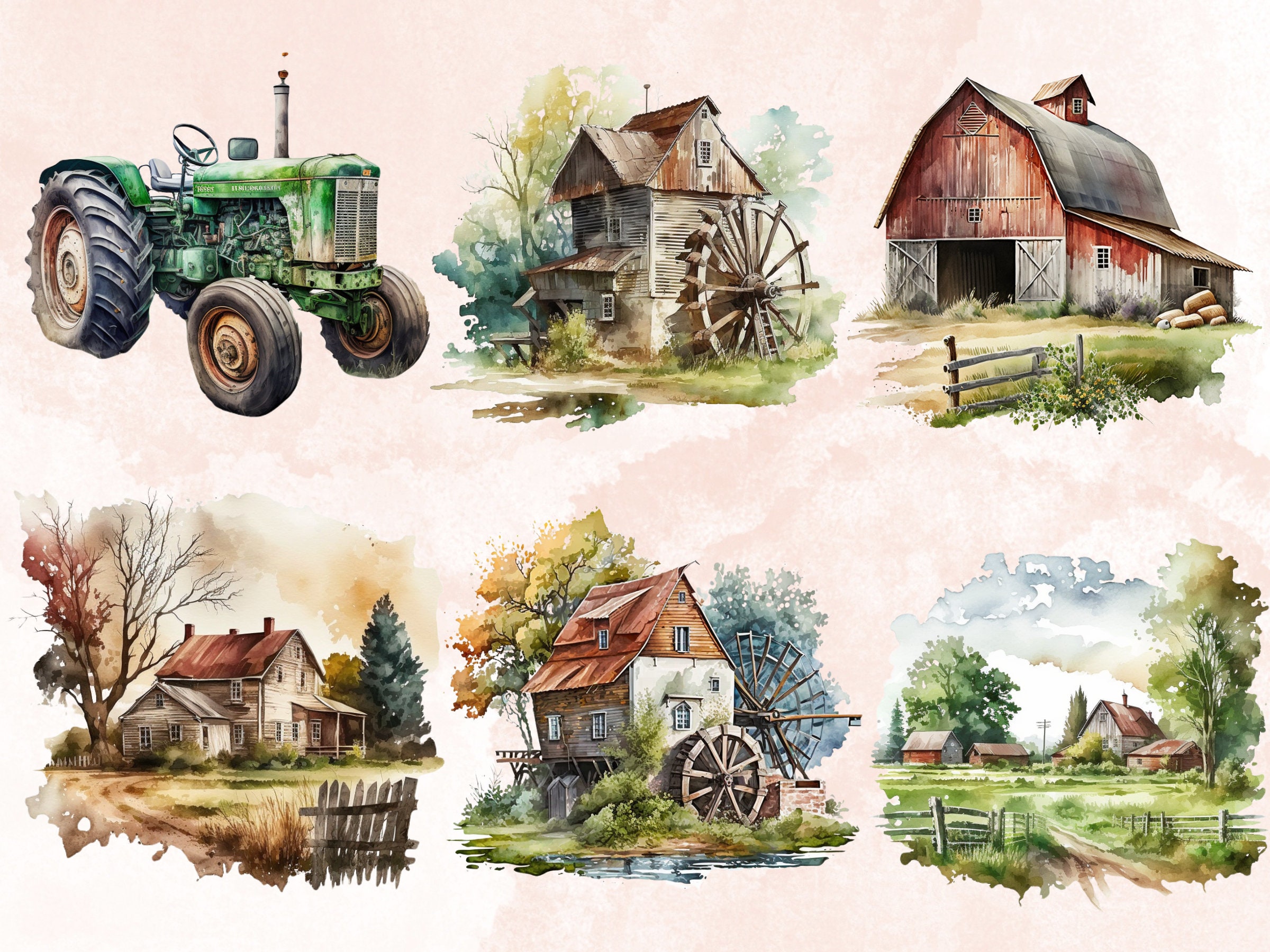 32 PNG Watercolor Farm Animals Clipart, Farm Barn Animals PNG Bundle ...