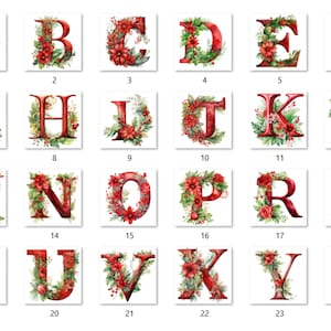 24 PNG Watercolour Red Christmas Alphabet Clipart, Christmas Letters ...
