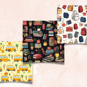 Seamless Back to School Digital Paper Pack, Cute School Education ...