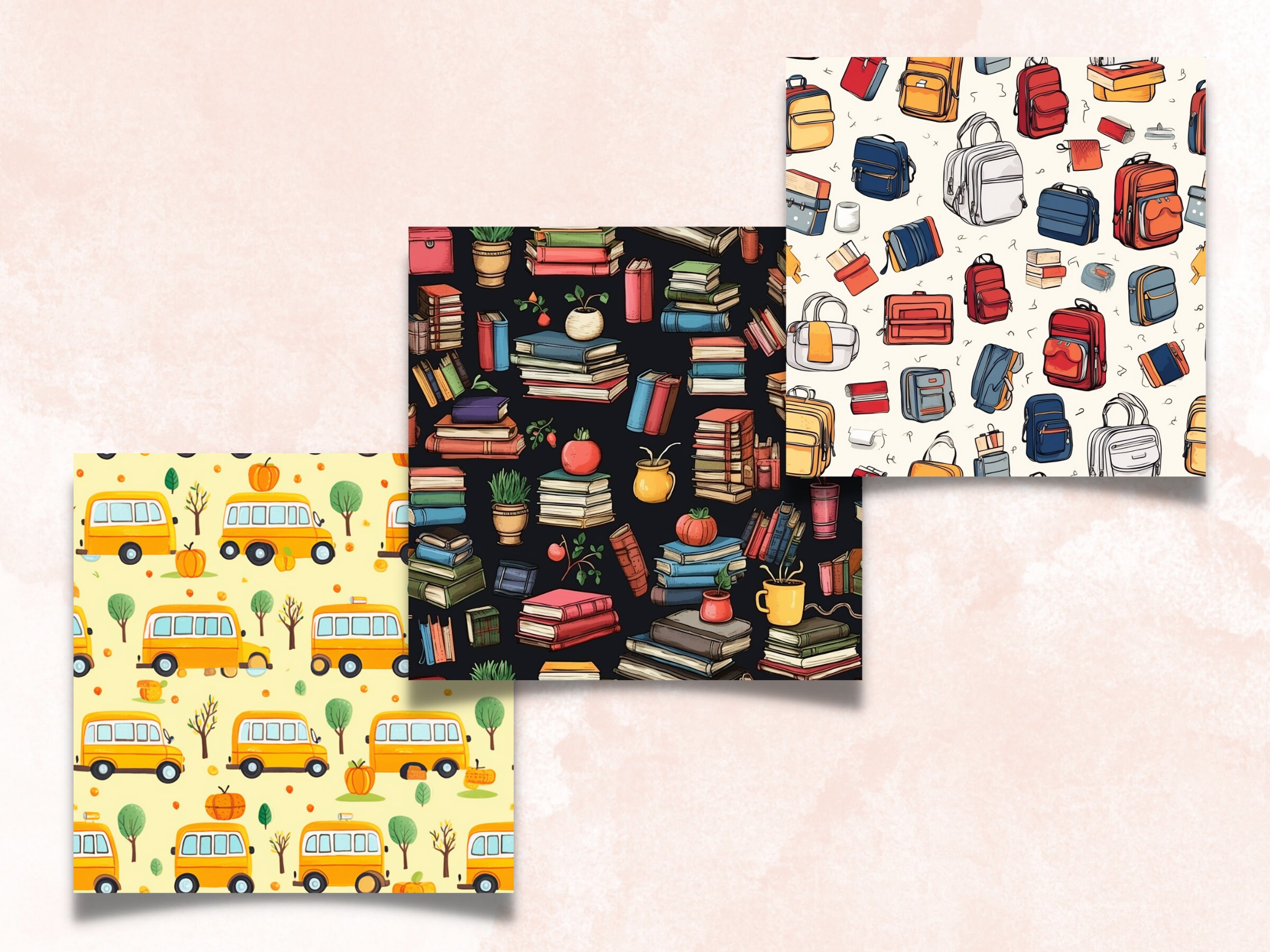 Seamless Back to School Digital Paper Pack, Cute School Education ...