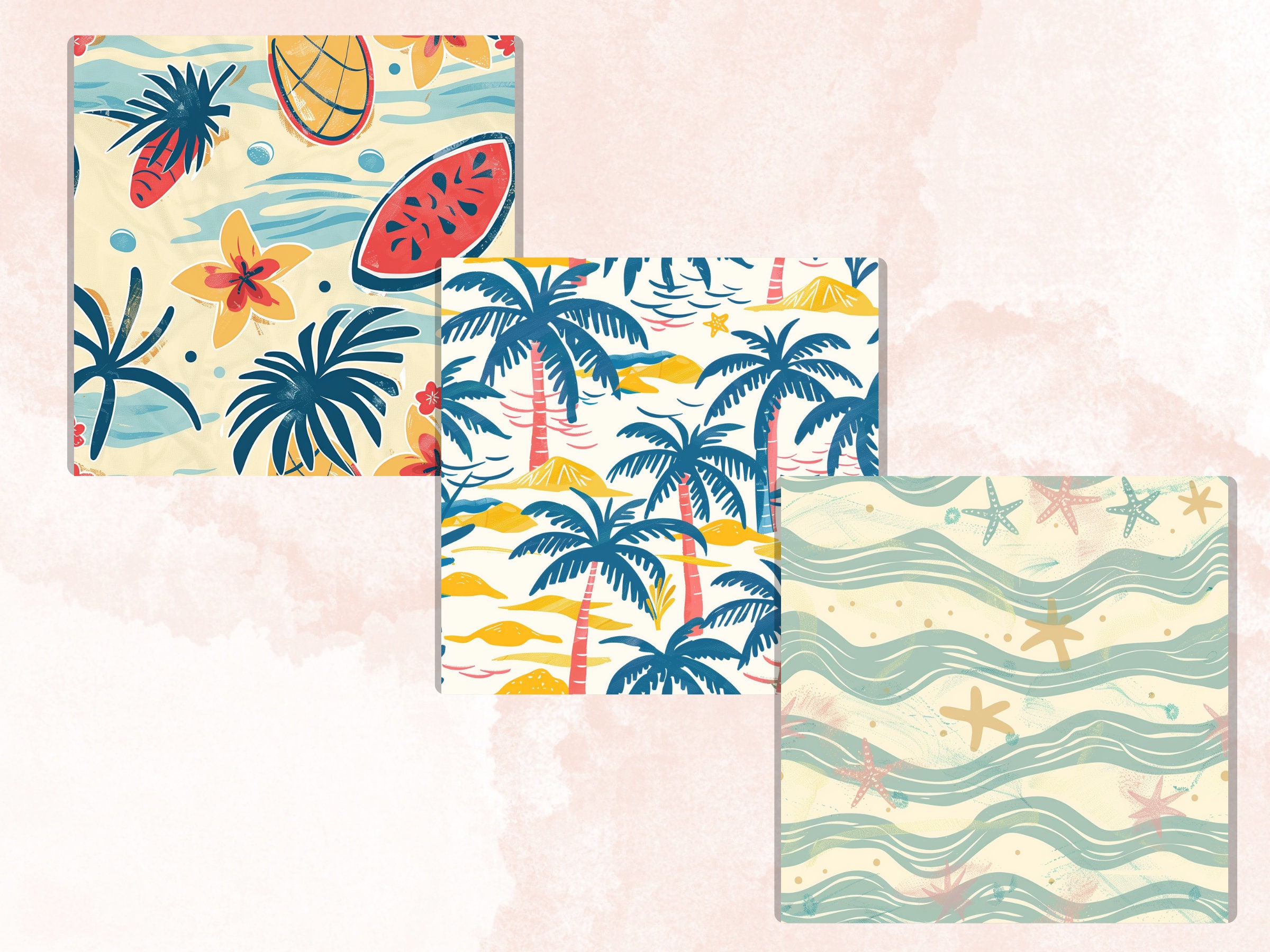 Seamless Beach Day Digital Paper, Pastel Summer Seamless Pattern ...