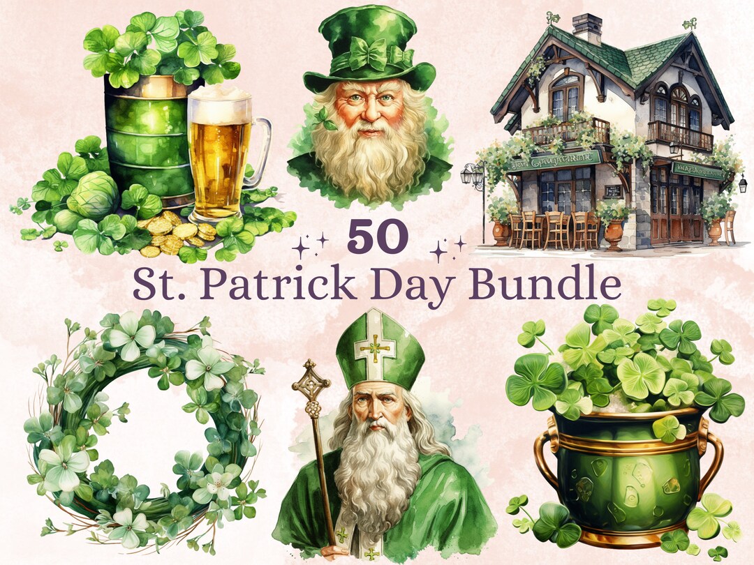 50 PNG Watercolor St.patrick’s Day Clipart, Four Leaf Clover ...