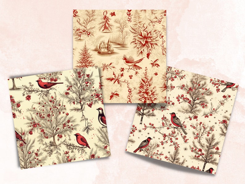 Seamless Vintage Christmas Digital Paper Pack, Winter Holiday Seamless ...