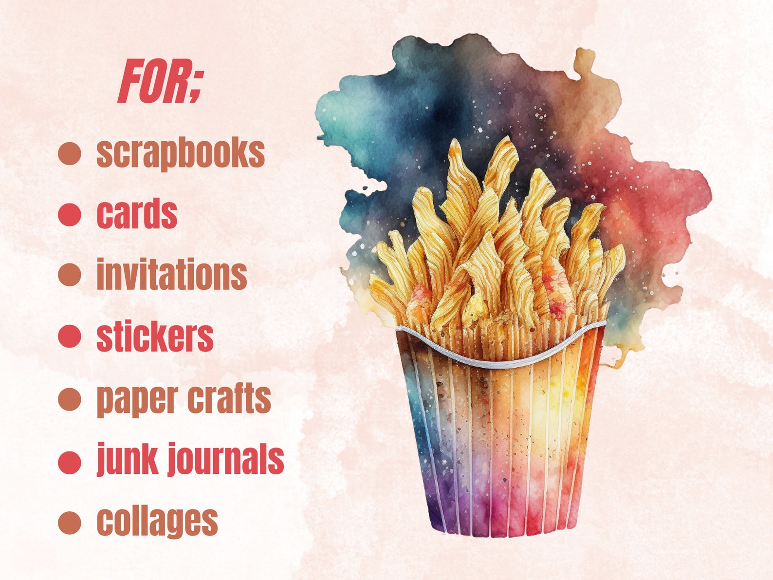 22 PNG Watercolor Fantasy Fast Food Clipart, Cute Fast Food Clip Art ...
