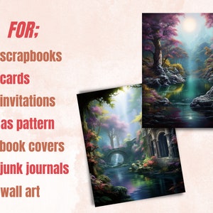 Printable Enchanted Lake Digital Paper, Forest Lake Background ...