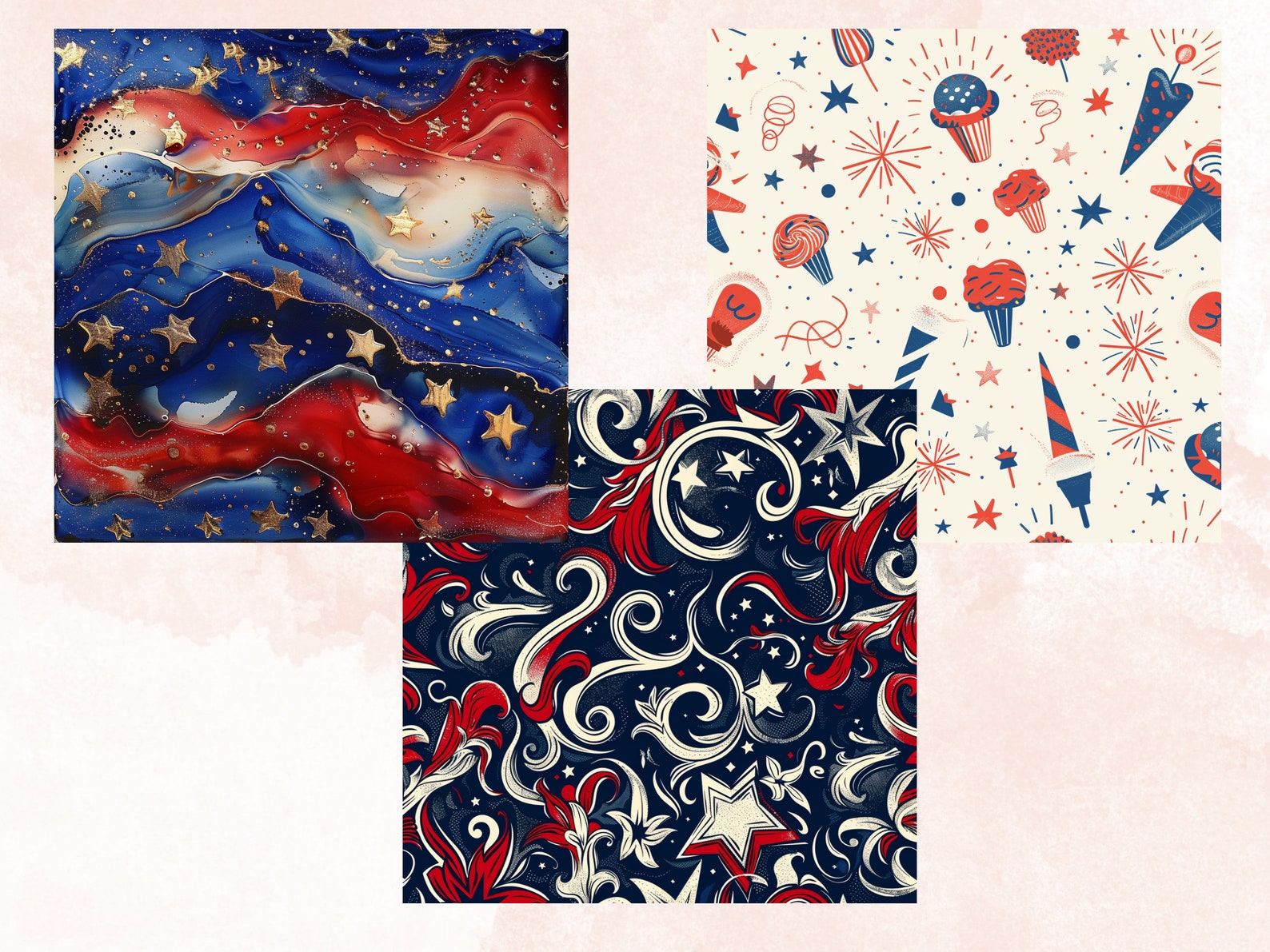 4th of July Patriotic Digital Paper, America Independence Day Pattern ...