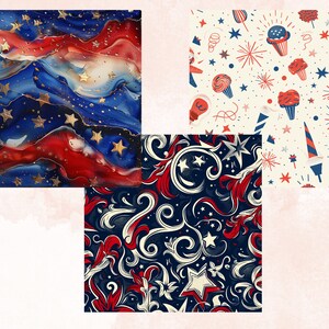 4th of July Patriotic Digital Paper, America Independence Day Pattern ...