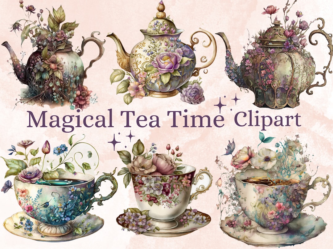 22 PNG Watercolor Tea Time Clipart, Tea Clip Art, Vintage Teacup ...