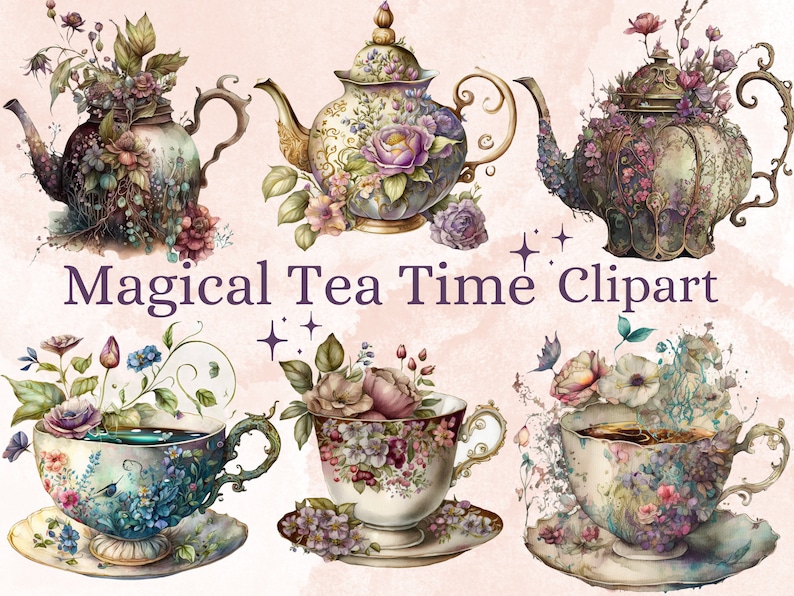 22 PNG Watercolor Tea Time Clipart Tea Clip Art Vintage - Etsy