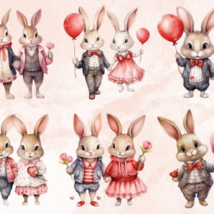 40 PNG Watercolor Valentine's Day Bunnies Clipart, Valentines Day ...