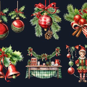 45 PNG Watercolour Red Green Christmas Clipart, Classic Christmas ...