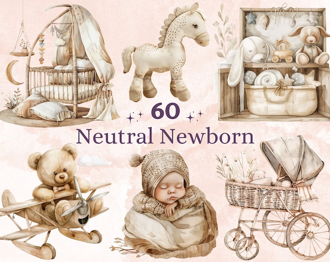 Printable Neutral Newborn Paper Pack, Boho Baby Nursery Ephemera, New ...