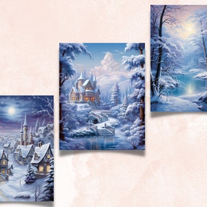 Printable Winter Wonderland Digital Paper, Snow Forest Background ...