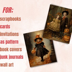 Printable Victorian Halloween Digital Paper, Retro Halloween Ephemera ...