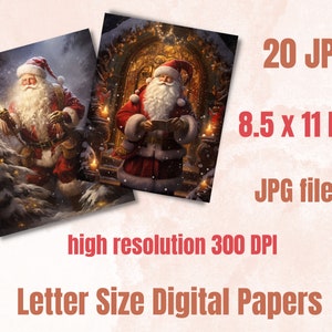 Printable Enchanted Santa Claus Digital Paper, Christmas Santa ...