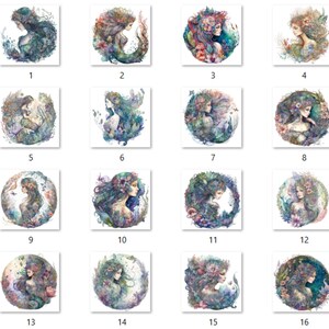 16 PNG Watercolor Elegant Mermaid Clipart, Mermaid Clip Art, Royal ...
