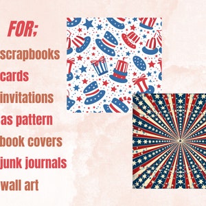 4th of July Patriotic Digital Paper, America Independence Day Pattern ...