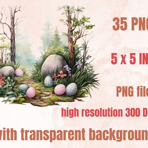 35 PNG Watercolor Easter Garden Clipart, Floral Easter Secret Garden ...