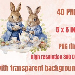 40 PNG Watercolor Easter Bunny Clipart, Floral Easter Rabbit ...