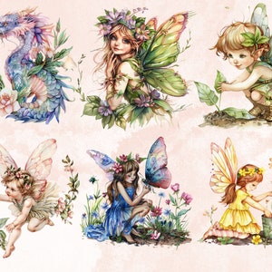 50 PNG Watercolor Spring Fairy Garden Clipart, Enchanted Forest Fairy ...