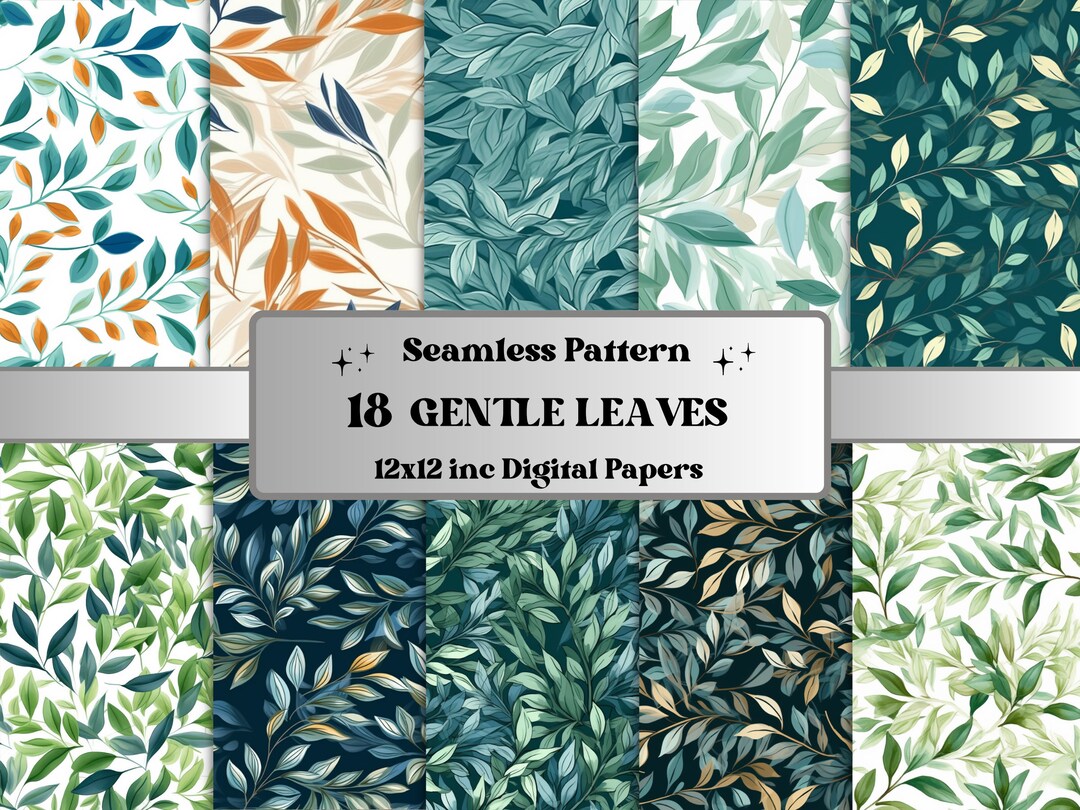 Seamless Gentle Leaves Digital Paper, Eucalyptus Greenery Seamless ...