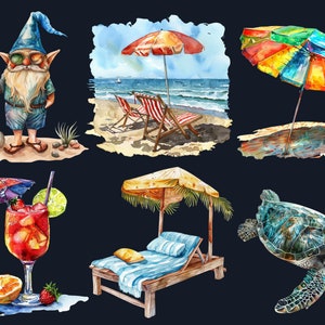 65 PNG Watercolor Beach Day Clipart, Summer Girl Vacation Illustrations ...