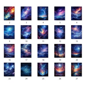 Printable Starry Galaxy Digital Paper, Starry Night Sky Background ...