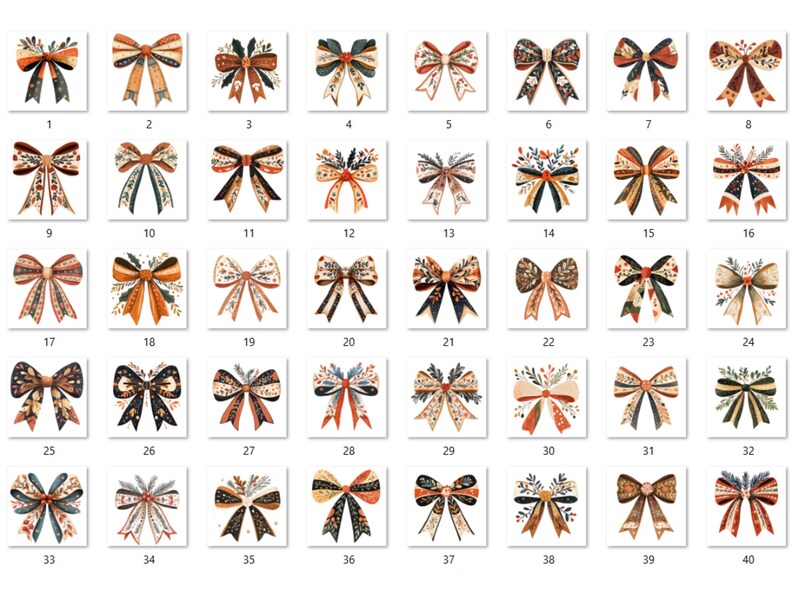 40 PNG Scandinavian Christmas Bows Clipart, Christmas Folk Art ...