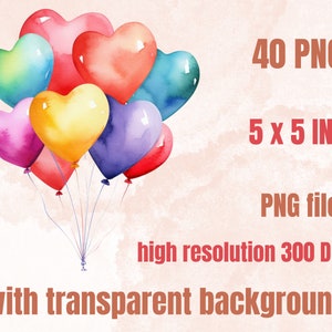40 PNG Watercolor Valentine's Day Balloons Clipart, Valentines Day ...