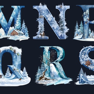 26 PNG Watercolour Winter Alphabet Clipart, Snowy Letters Clip Art ...